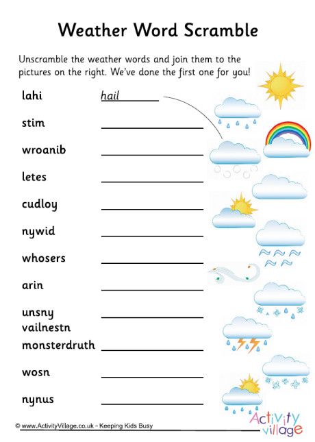 Weather Word Scramble | Activity Village