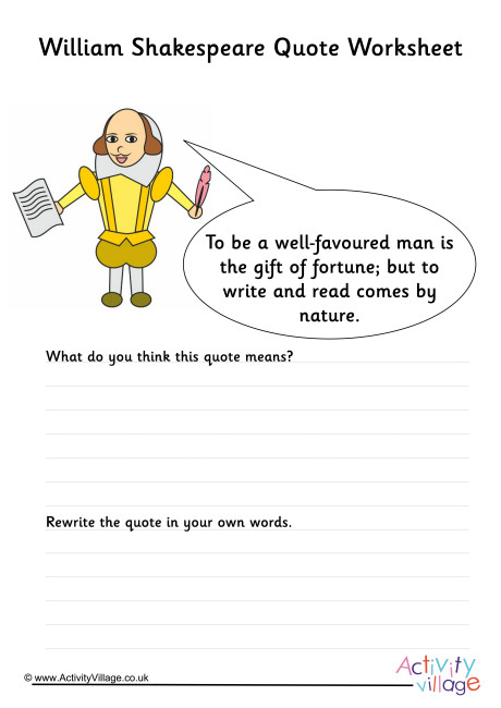 Fun Shakespeare Worksheets for Kids