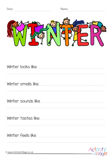 Winter Sensory Poem Similes | Activity Village