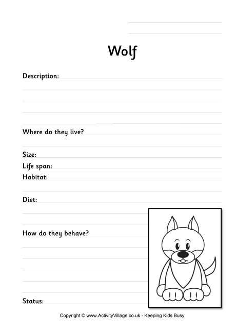 Wolf Worksheet | Activity Village
