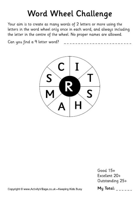 Word Wheel Puzzles for Kids