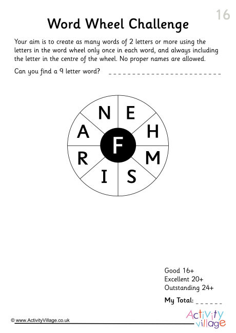 Word Wheel Puzzles for Kids