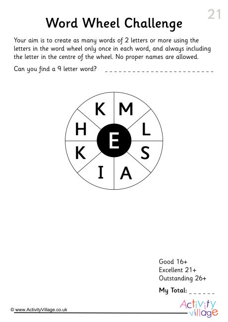 Word Wheel Puzzles for Kids