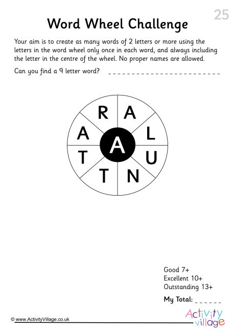 Word Wheel Puzzles for Kids