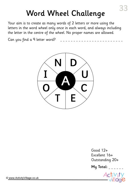 Word Wheel Puzzles for Kids