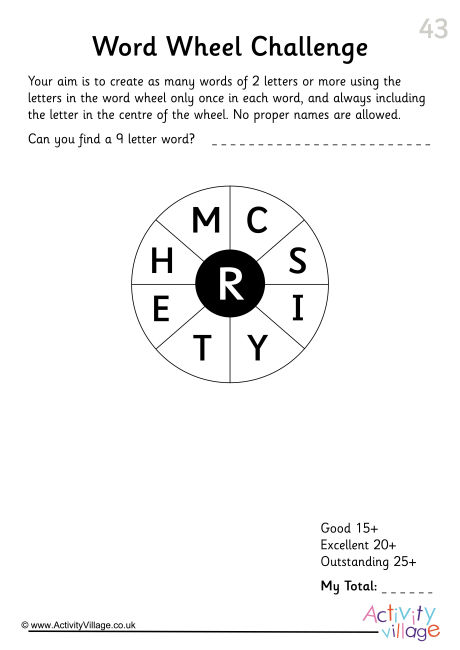 Word Wheel Puzzles for Kids