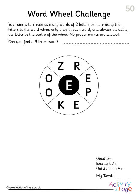 Word Wheel Puzzles for Kids