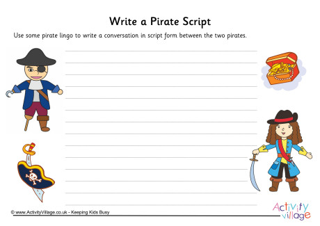 Write a Pirate Script Worksheet | Activity Village