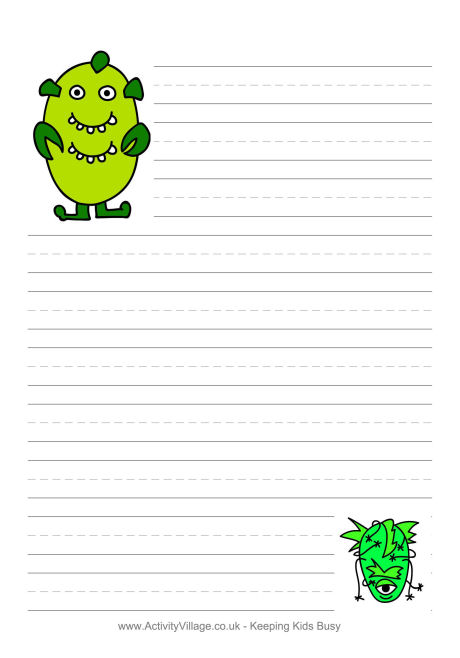 Monster Writing Paper | Activity Village
