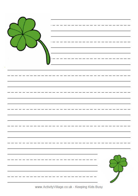 Shamrocks Writing Paper | Activity Village