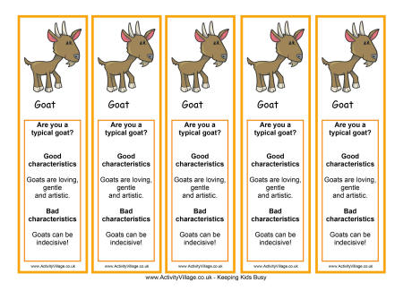 Year of the Goat Bookmark | Activity Village